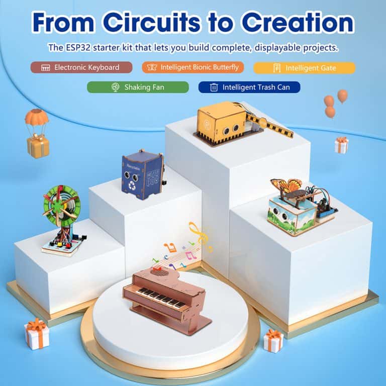 QE200 ESP32 Starter Kit | ESP32 Sensor & Motor Learning Kit | DIY ESP32 Kit